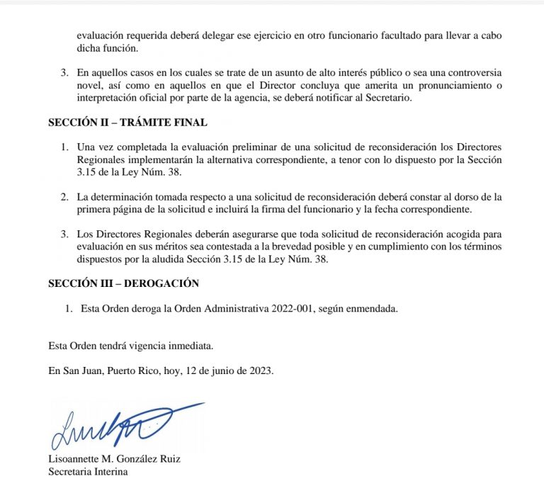 DACO emite Orden Administrativa 2023-002 para Unificar Solicitudes de Reconsideración | DACO ...