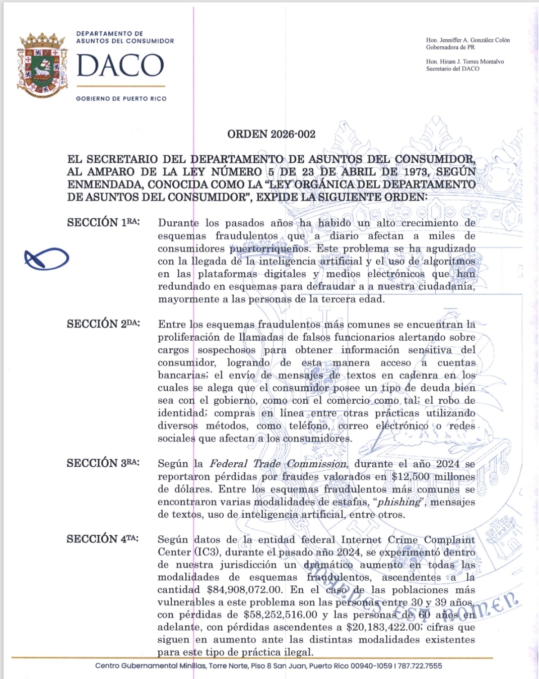 DACO emite la Orden 2026-002 sobre Esquemas Fraudalentos | DACO – Departamento de Asuntos del ...